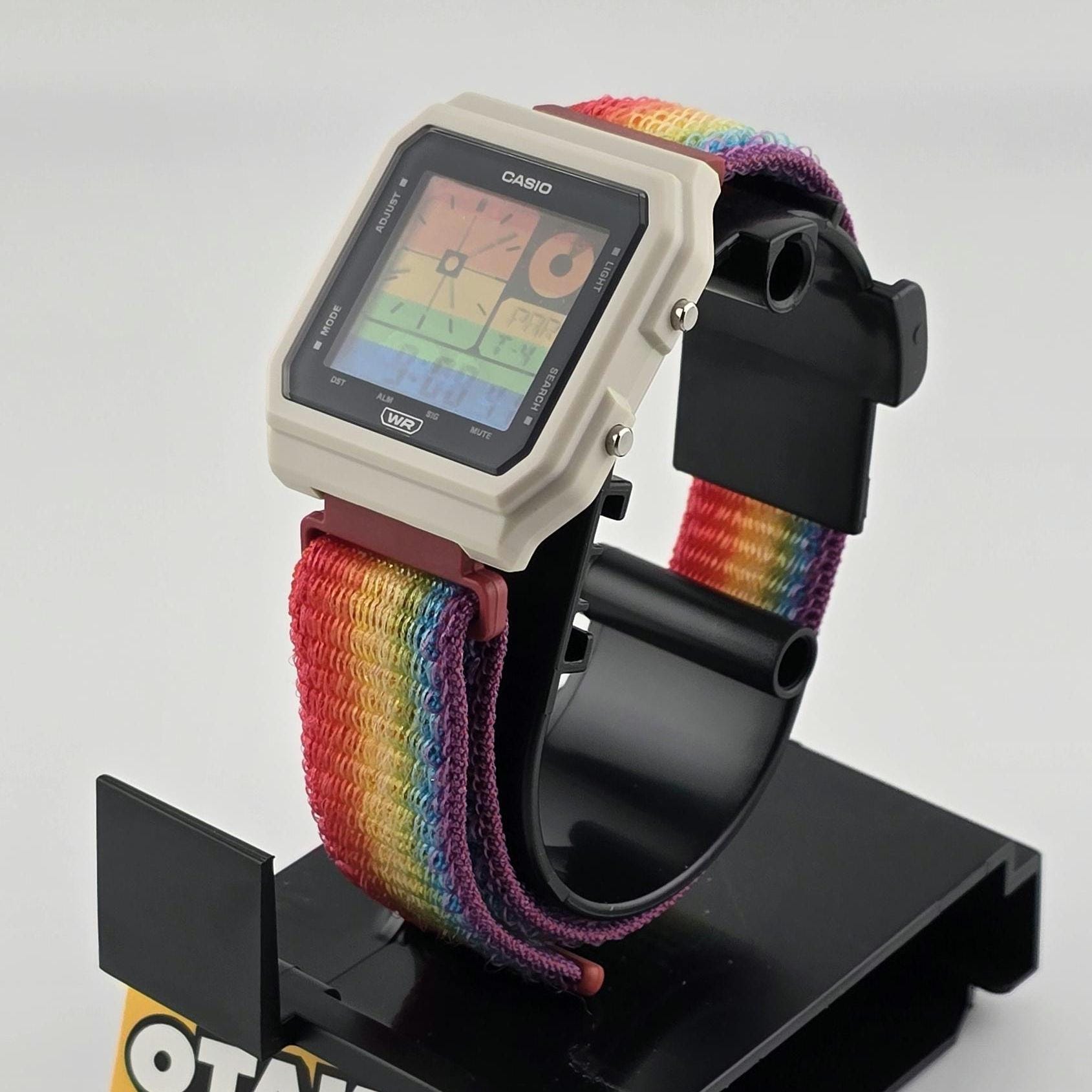 Casio LF20W-8A Modified | POP Rainbow Stripes | Rainbow Nylon Loop ...