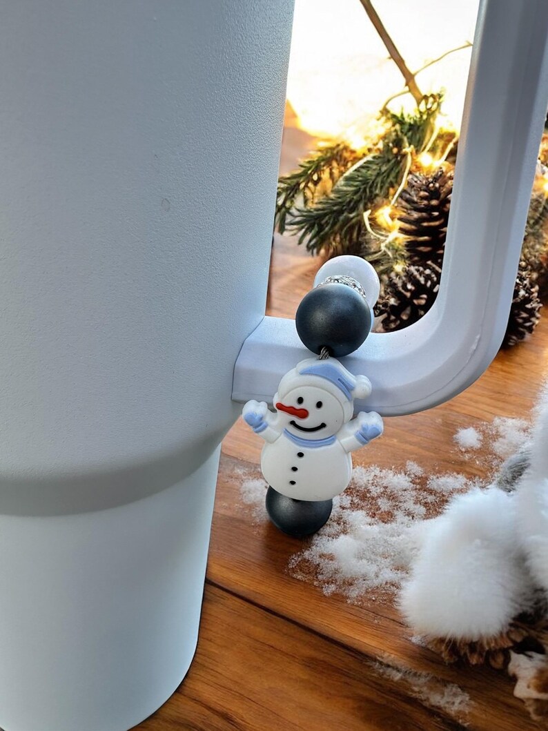 Winter Tumbler Cup Handle Charm, Snowman Cup Charm, Snowflake Cup Charm ...