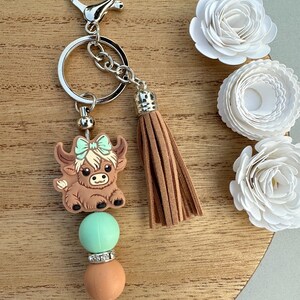 Highland Cow Keychain, Zipper Pull, Bag Tag, Cow Accessory - Etsy