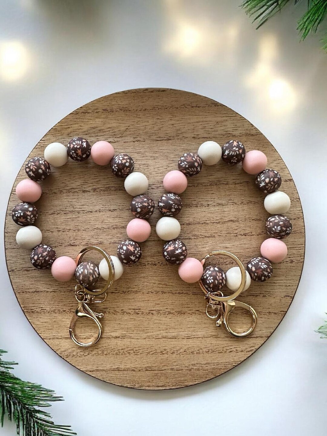 Beaded Keychain Bracelet: Fall Wristlet for Mom, Teacher, Dog Walker - Etsy