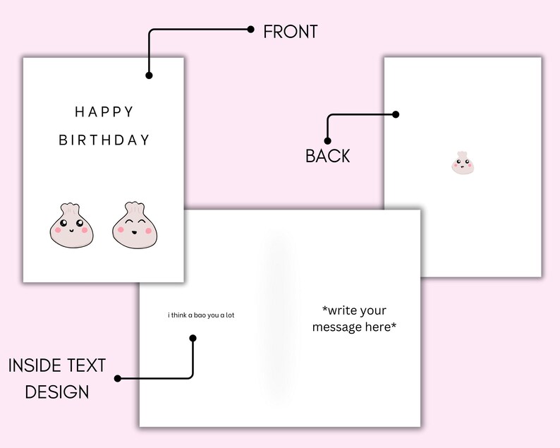 Happy Birthday, Cartoon Bao Pun, Cute Dumpling, Funny Foodie Gift ...