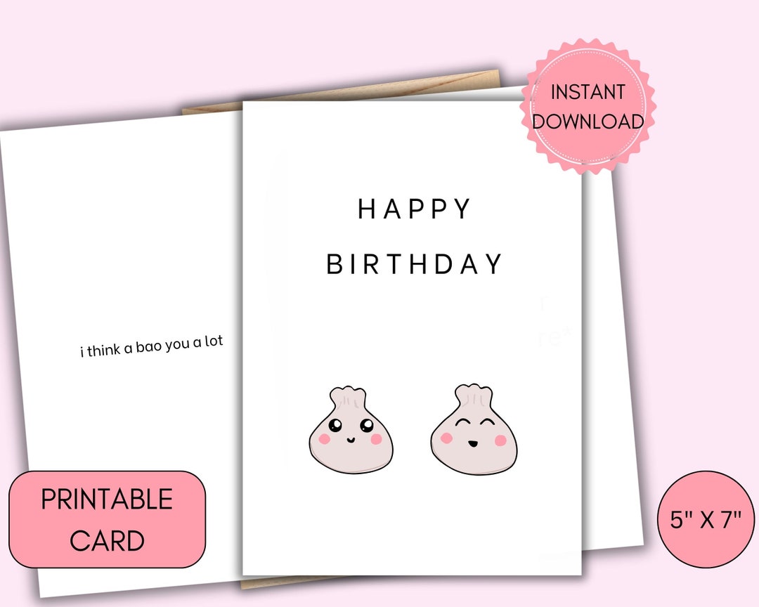 Happy Birthday, Cartoon Bao Pun, Cute Dumpling, Funny Foodie Gift ...