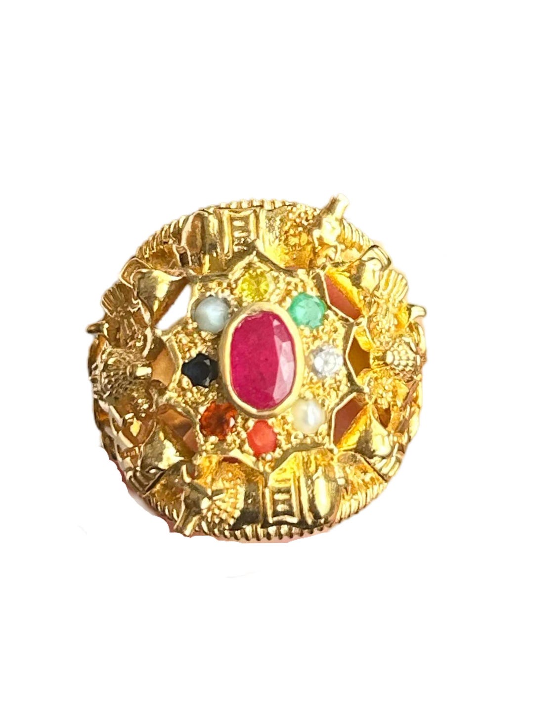 Natural Navratna 9 Precious Gemstone Studded in 925 Sterling Silver ...