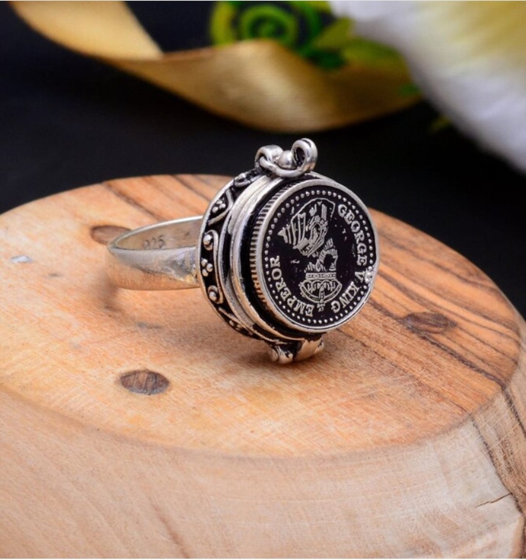 925 Sterling Silver Poison Ring, Unique Hidden Box Ring, Birthday Gifts, Locket Ring, Poisoner ...