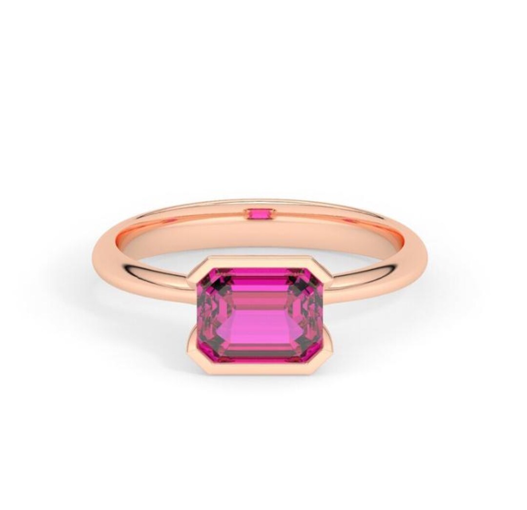 Octagon Shape Natural Ruby Ring in 18k Solid Gold Ring for Women and ...