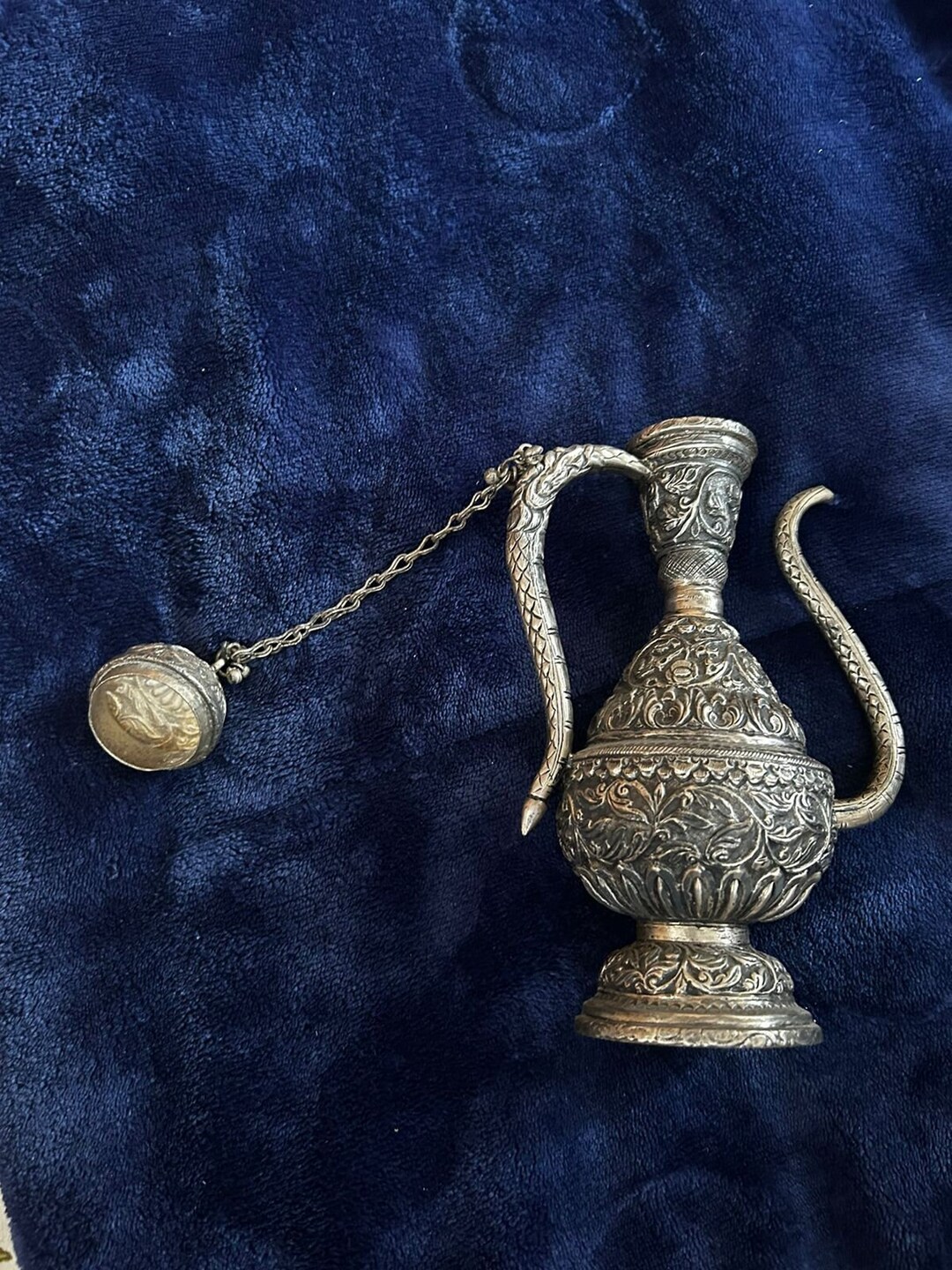 Vintage Surahi Vase Silver Jug Unique Engraved Mughal Indian Decorative ...