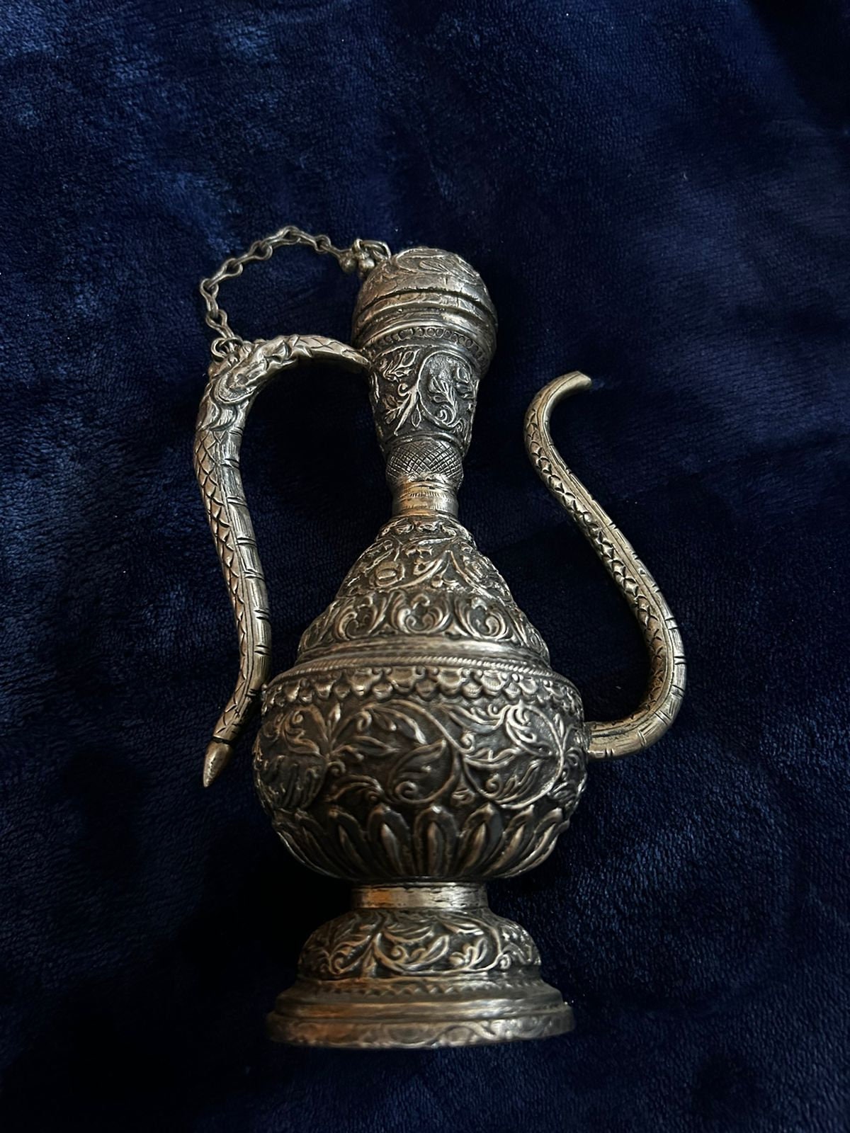 Vintage Surahi Vase Silver Jug Unique Engraved Mughal Indian Decorative ...