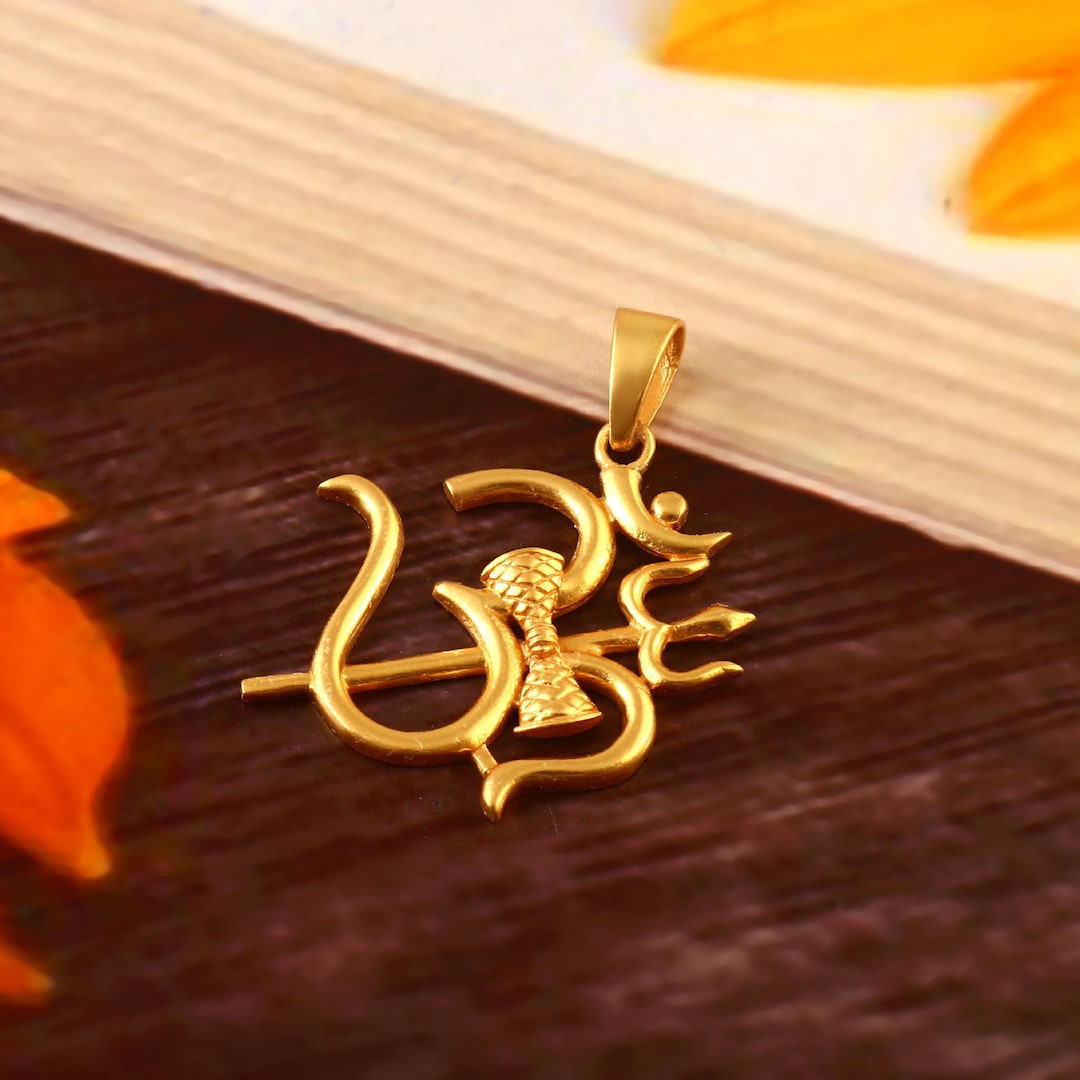Lord Mahadev Shiva Symbol Big Trishul With Om Design Necklace Pendant ...