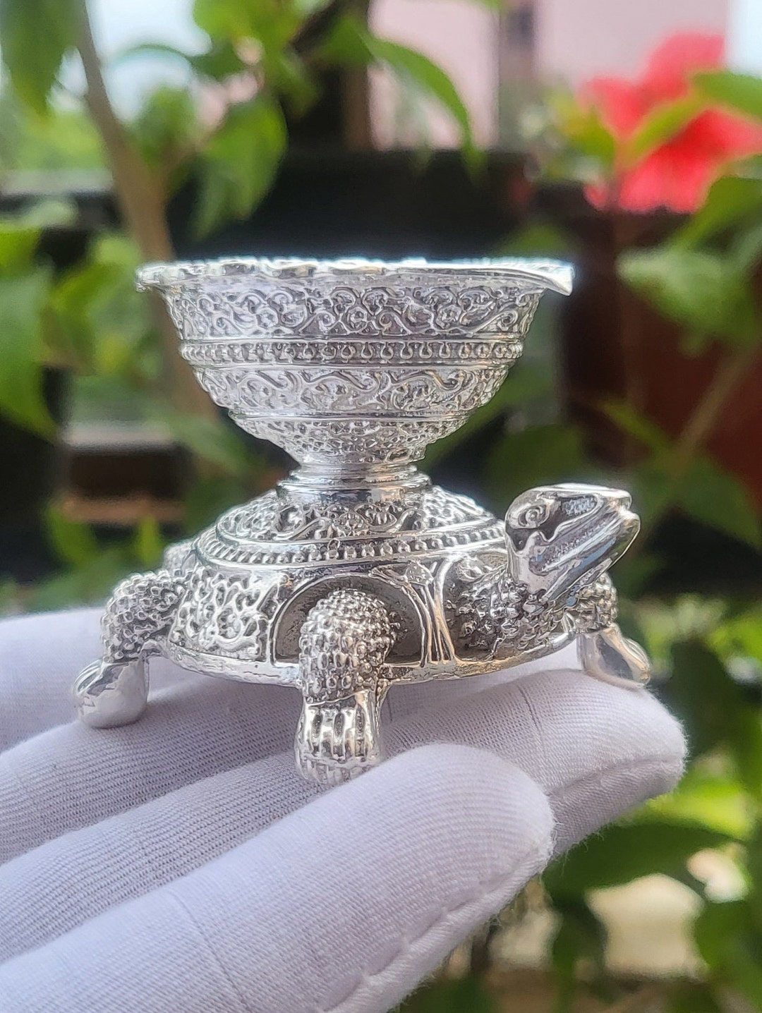 Tortoise Diya Hand Work in 925 Sterling Silver Diya Unique Gift, Silver ...