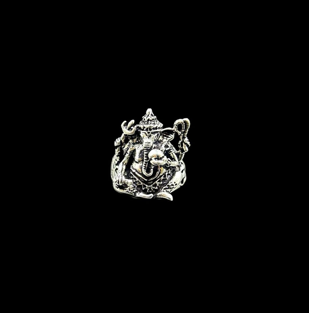 Exotic India Ganesha Ring 925 Sterling Silver Ring Vigneshwara Bhajans ...