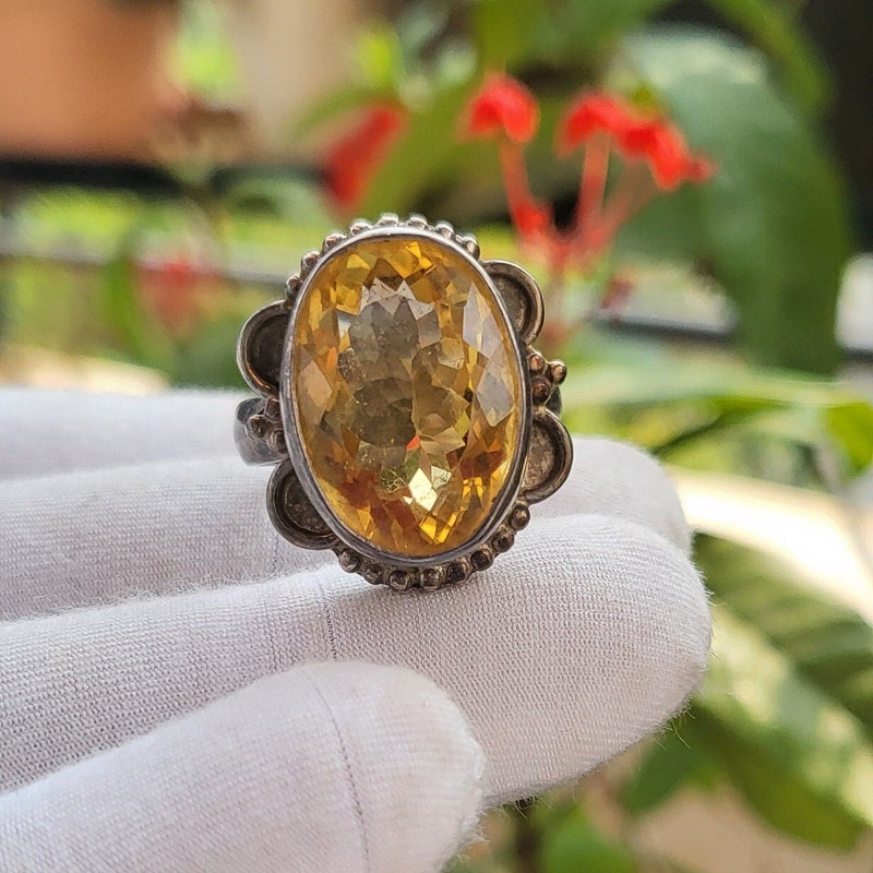 Large Citrine Ring - Etsy