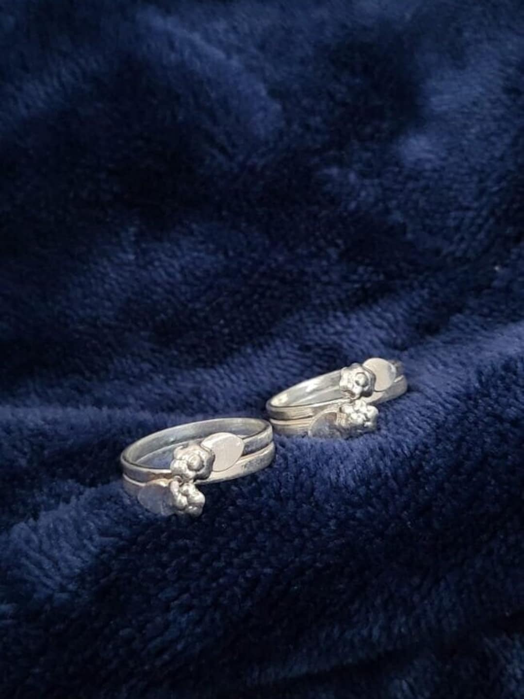 Flower Pattern Toe Ring Set for Women & Girls Sterling Silver Toe Ring ...