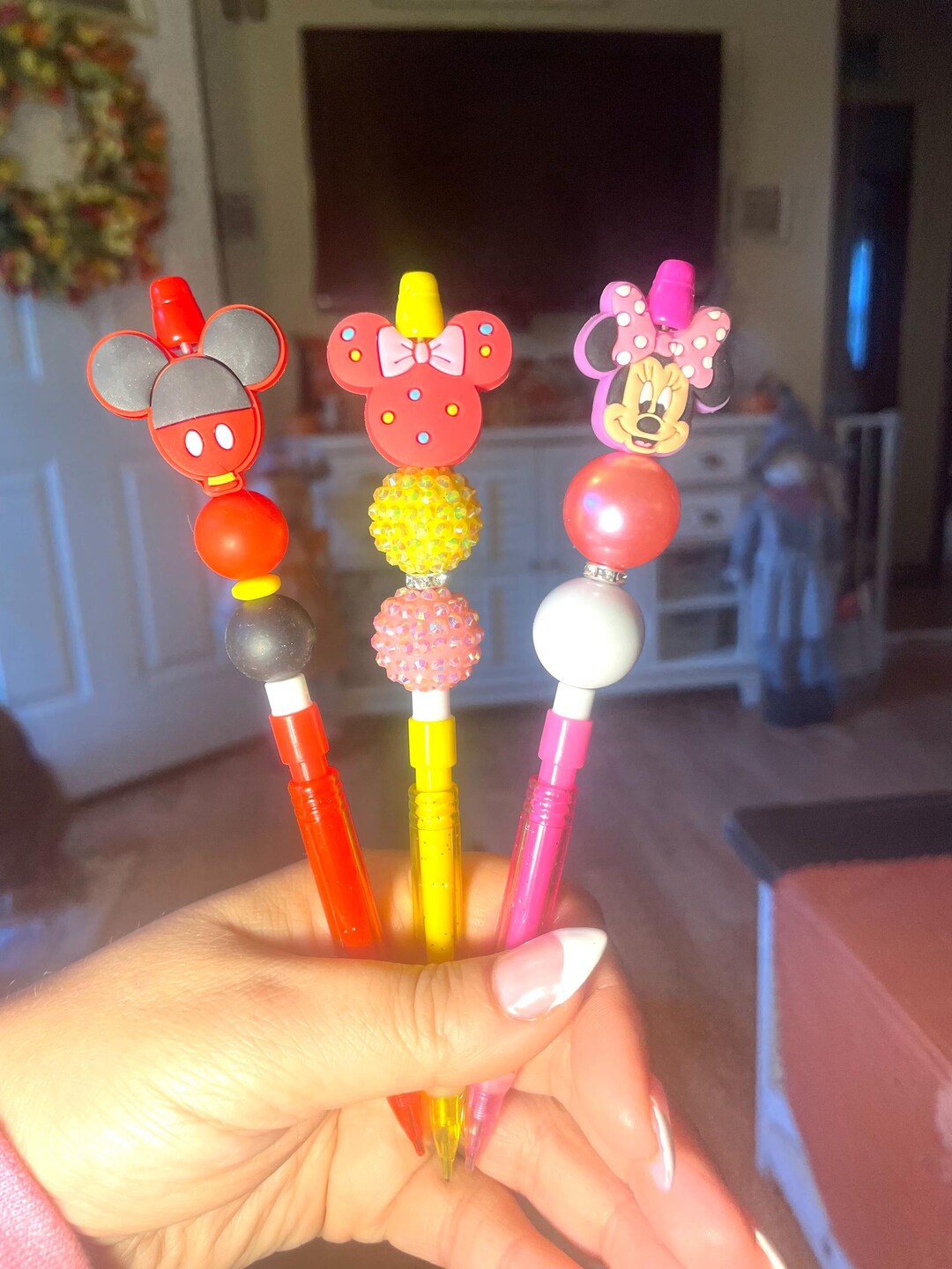 Mickey and Minnie Beaded Pencils / Disney Beaded Pencils / Micky ...