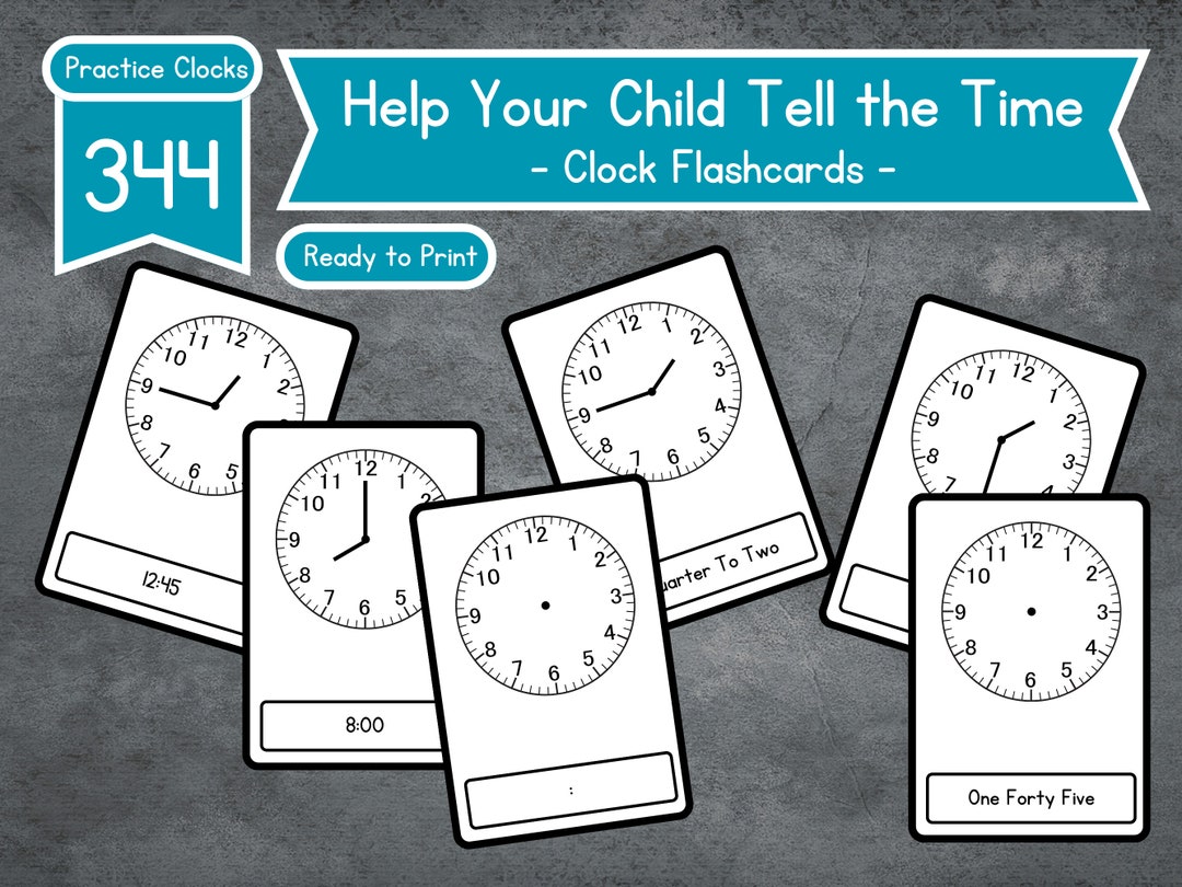 Clock Flashcards Educational Early Learning for Children Digital ...