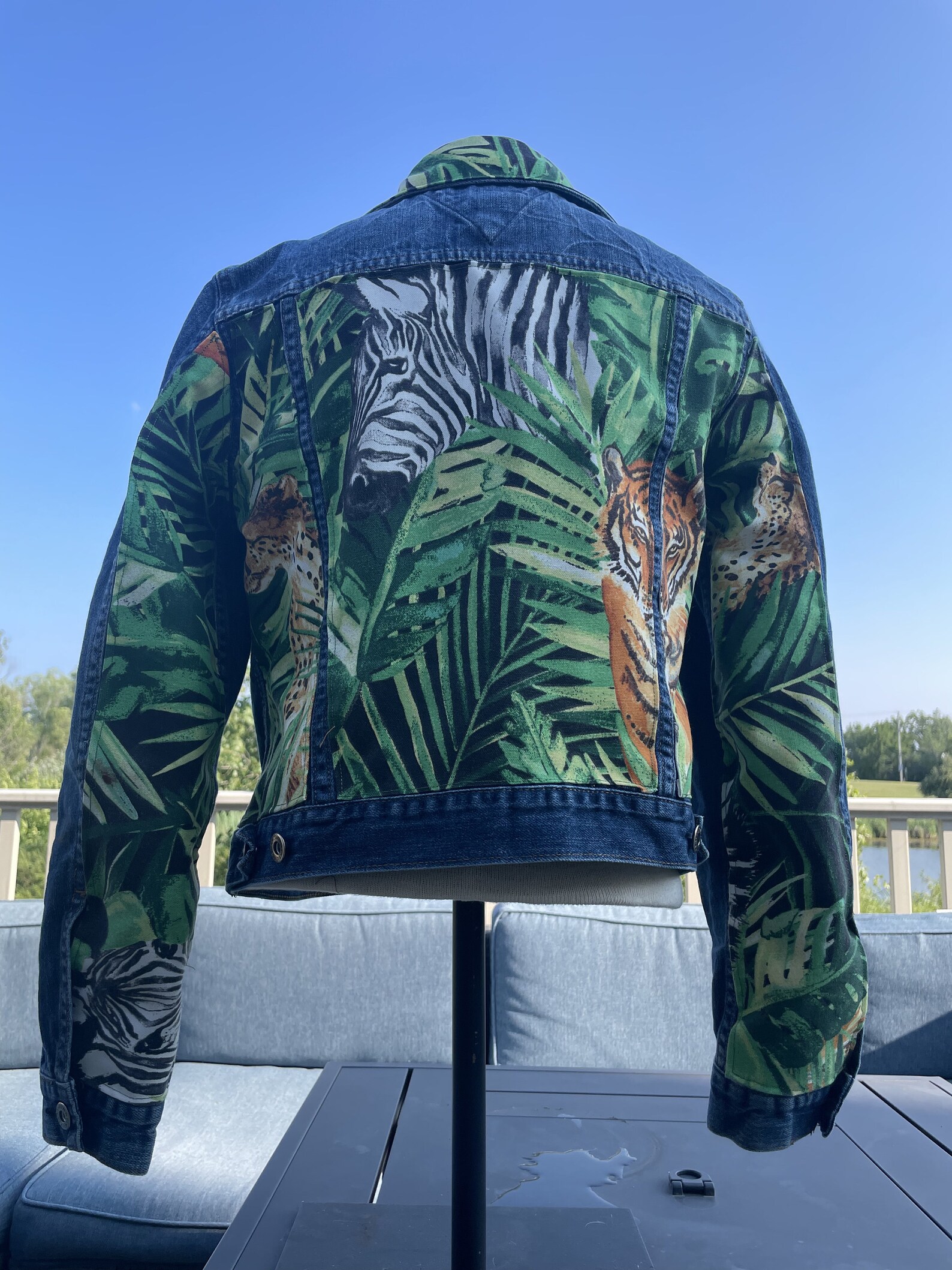 Upcycled Denim Jacket Wild Jungle - Etsy