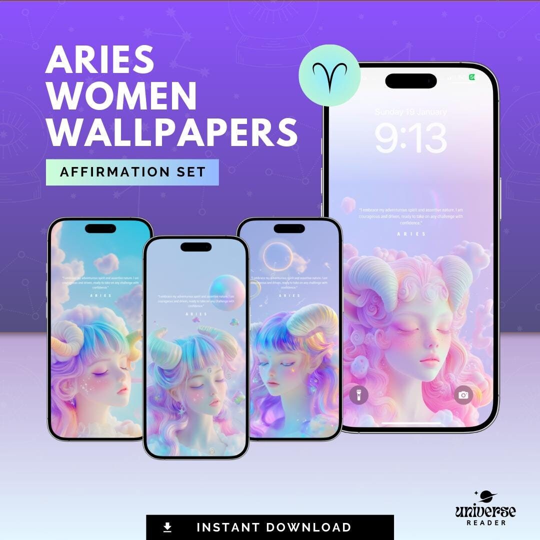 Aries Zodiac Women 3D Pastel Aesthetic Affirmation iPhone & Android ...