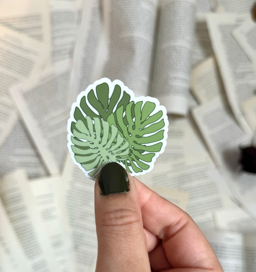 Green Plant Sticker Bookish Sticker Aesthetic Sticker Monstera Leaf - Etsy