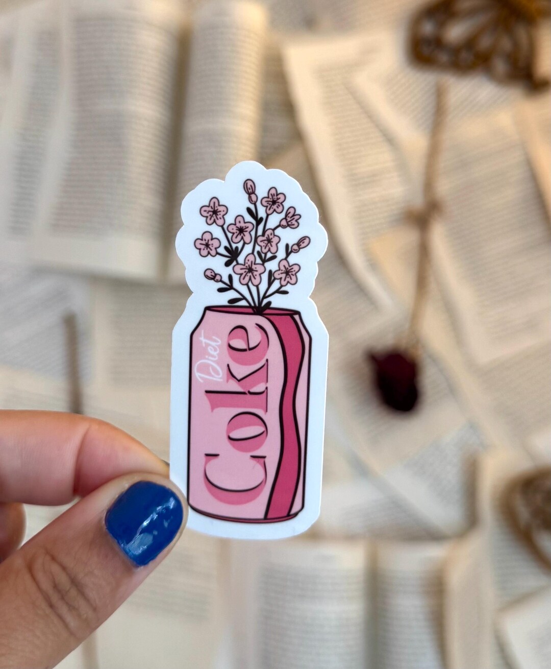 Diet Coke Floral Sticker: Girly Pink Retro Decal - Etsy