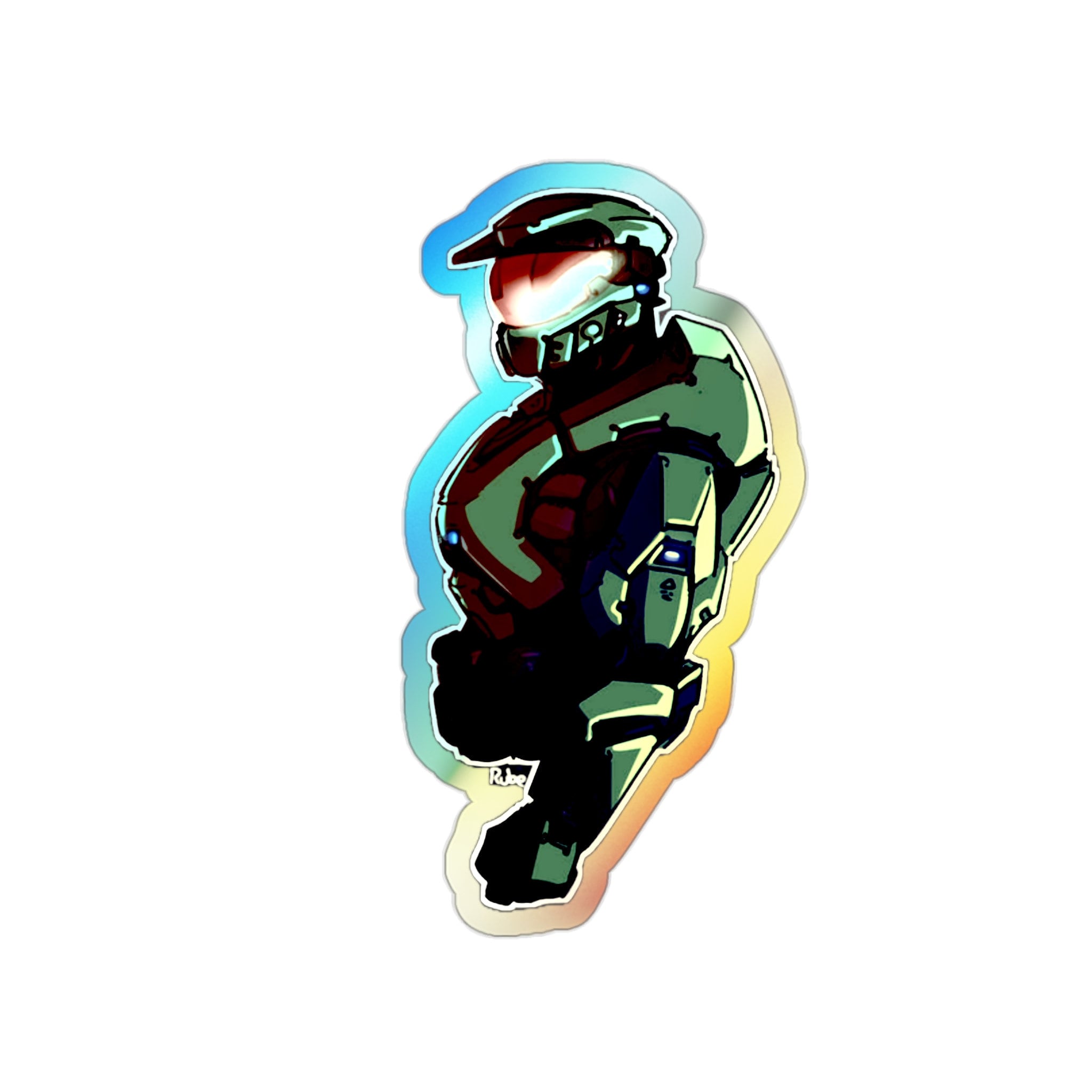Holographic Master Chief Sticker multiple Sizes - Etsy
