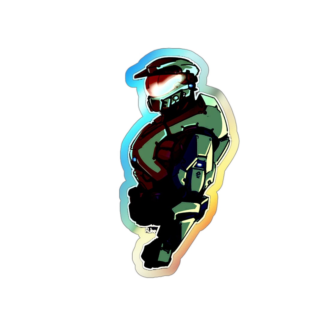 Holographic Master Chief Sticker multiple Sizes - Etsy