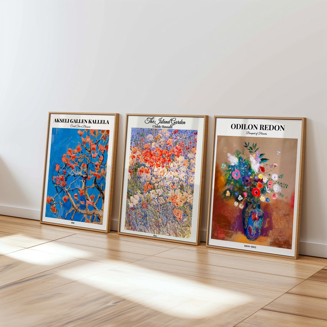 Vintage Floral Impressionist Art Prints Set of 3 Japanese & French ...