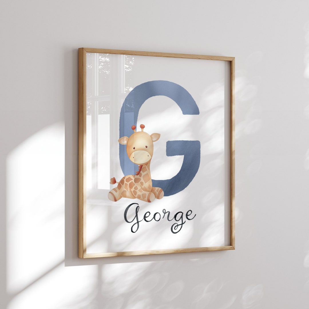 Custom Giraffe Gift - Blue Name Sign - Cute Giraffe PNG - Giraffe Wall ...