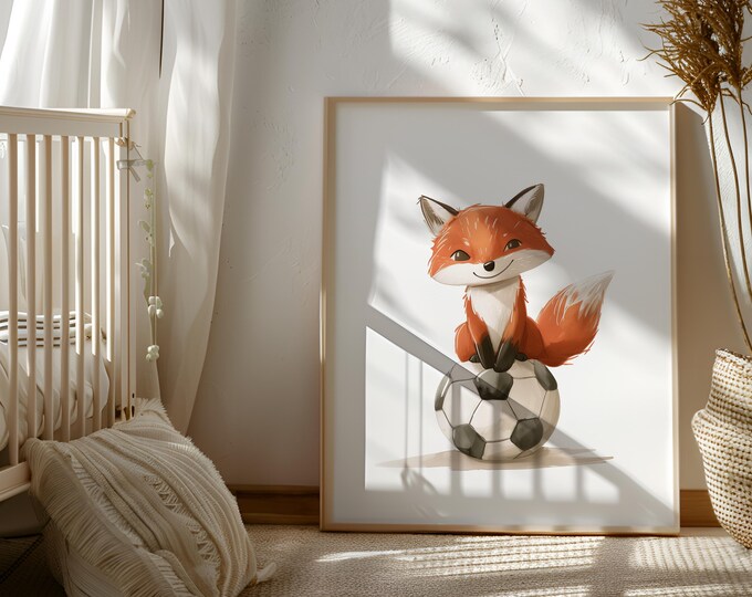 Soccer Fox Printable Soccer Theme Nursery Fox Lover Gift Nursery With ...