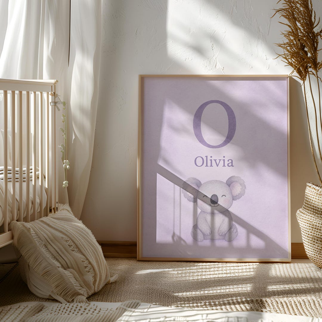 Personalized Koala Monogram Printable With Custom Name and Initial - Etsy