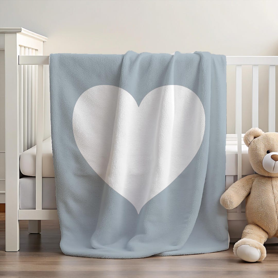 Blue Heart Blanket | Simple Nursery Blanket | Cute Baby Blanket | Blue ...