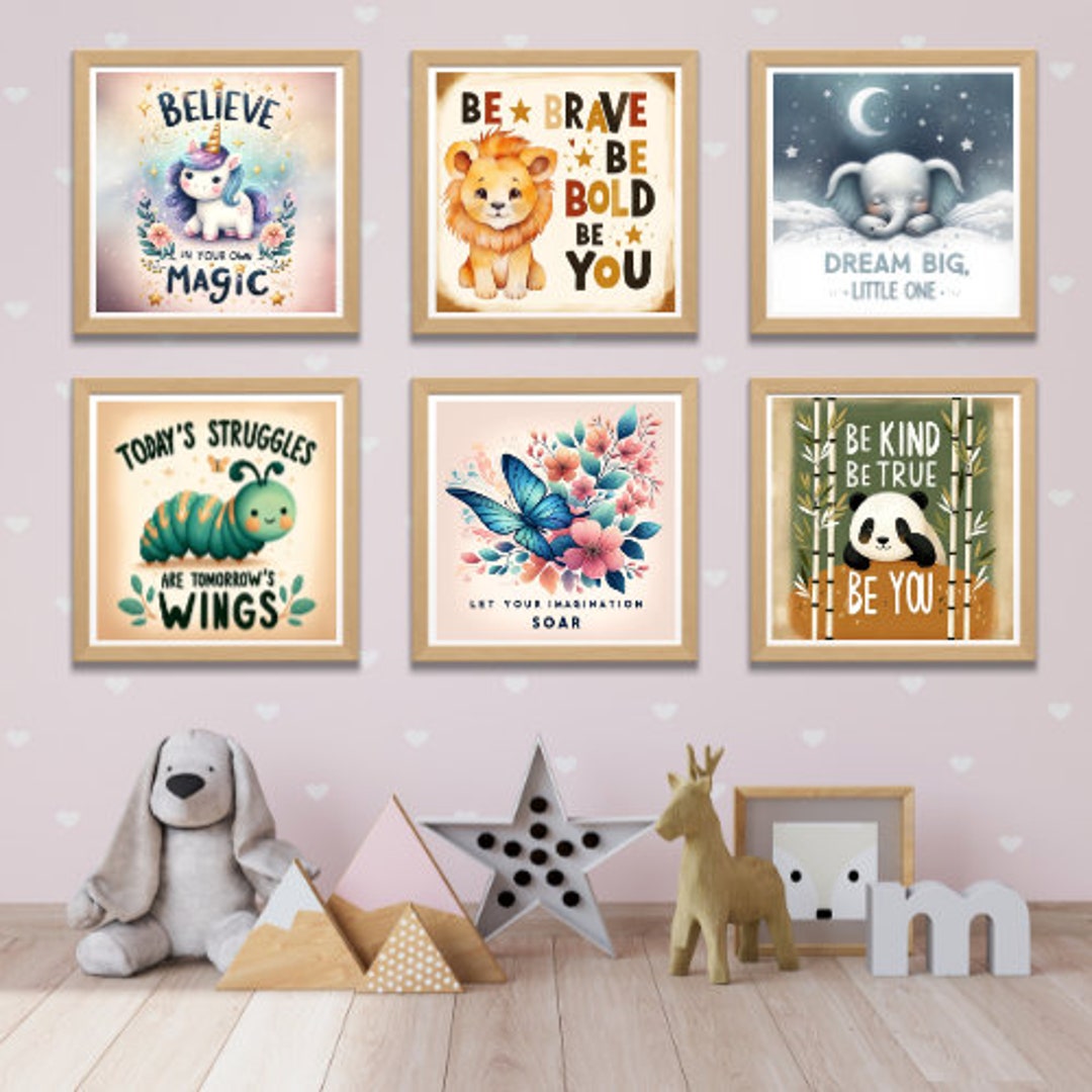 Nursery Inspiring Quotes Printable Animal Posters Set Lion, Elephant ...