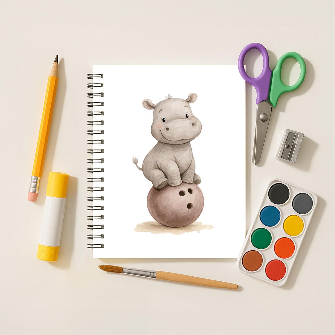 Spiral Notebook Hippo With Bowling Ball Ruled Line - Etsy