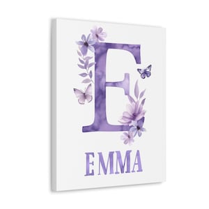 Purple Name Sign Nursery Custom Sign for Girl Room Decor Butterflies ...