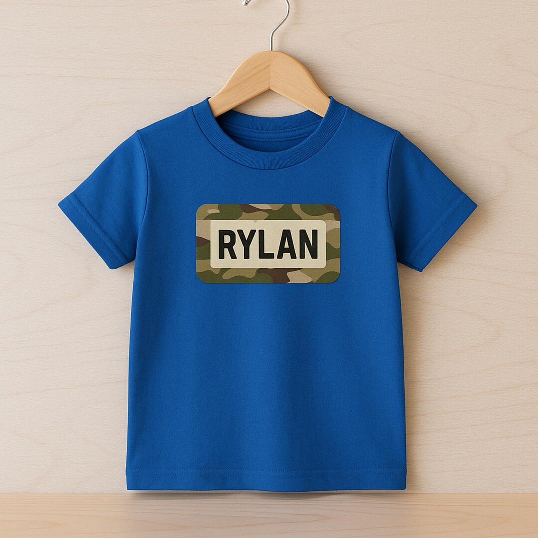 Personalized Camouflage Name Tag Patch Toddler Boy T Shirt in True ...