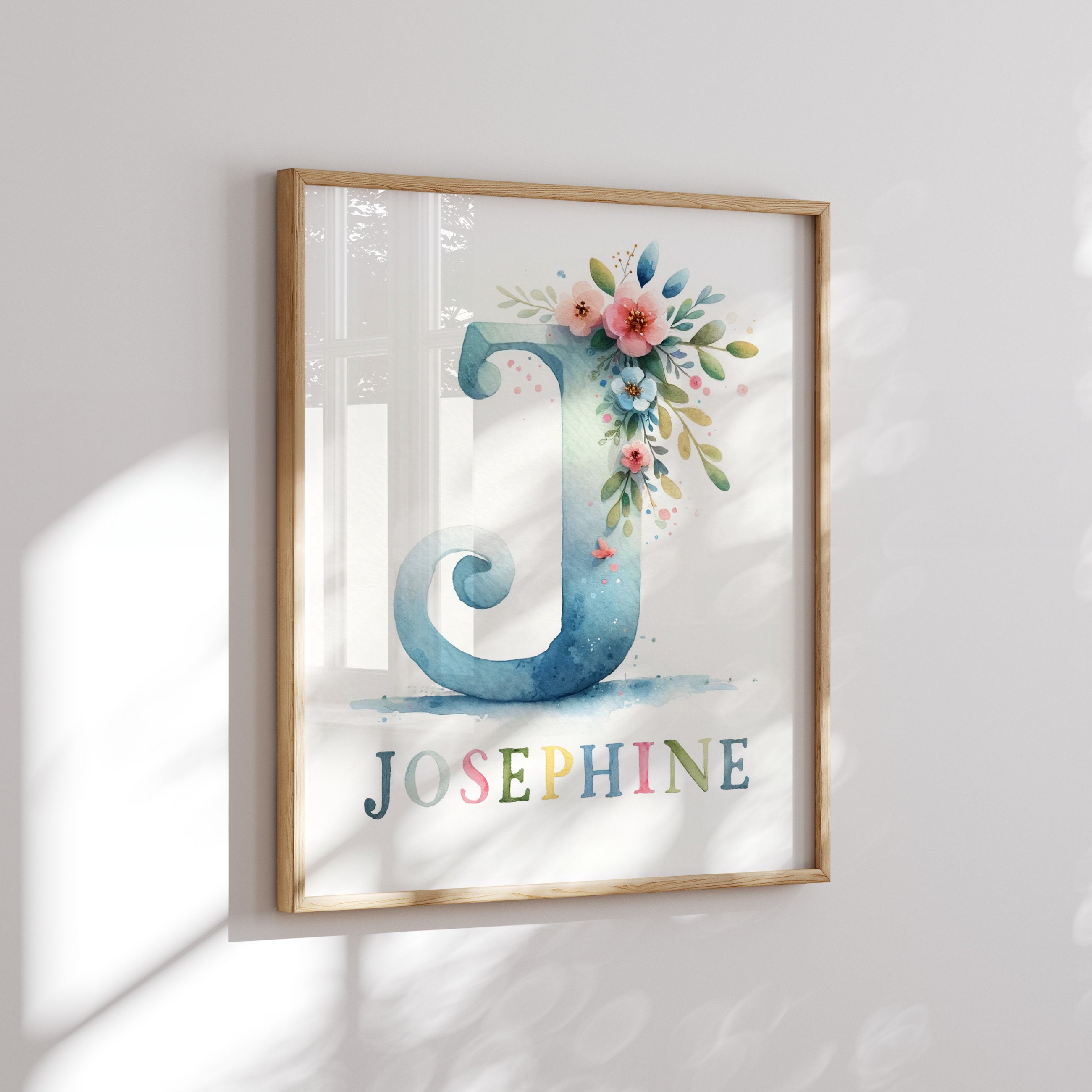 Custom Name and Initial With Flowers Poster First Letter Poster Wall ...