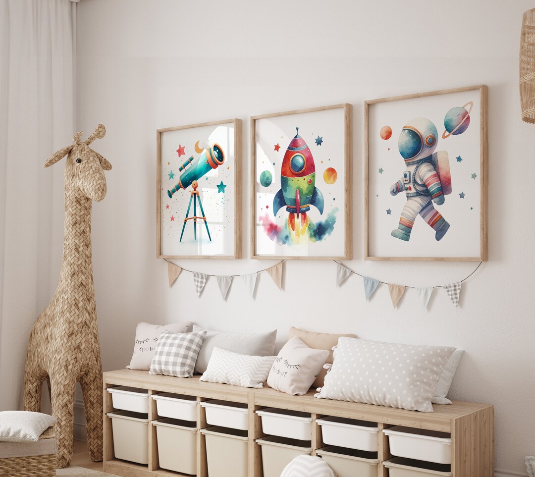 Nursery Space Decor | Space Kids Room | Nursery Wall Art | Telescope ...