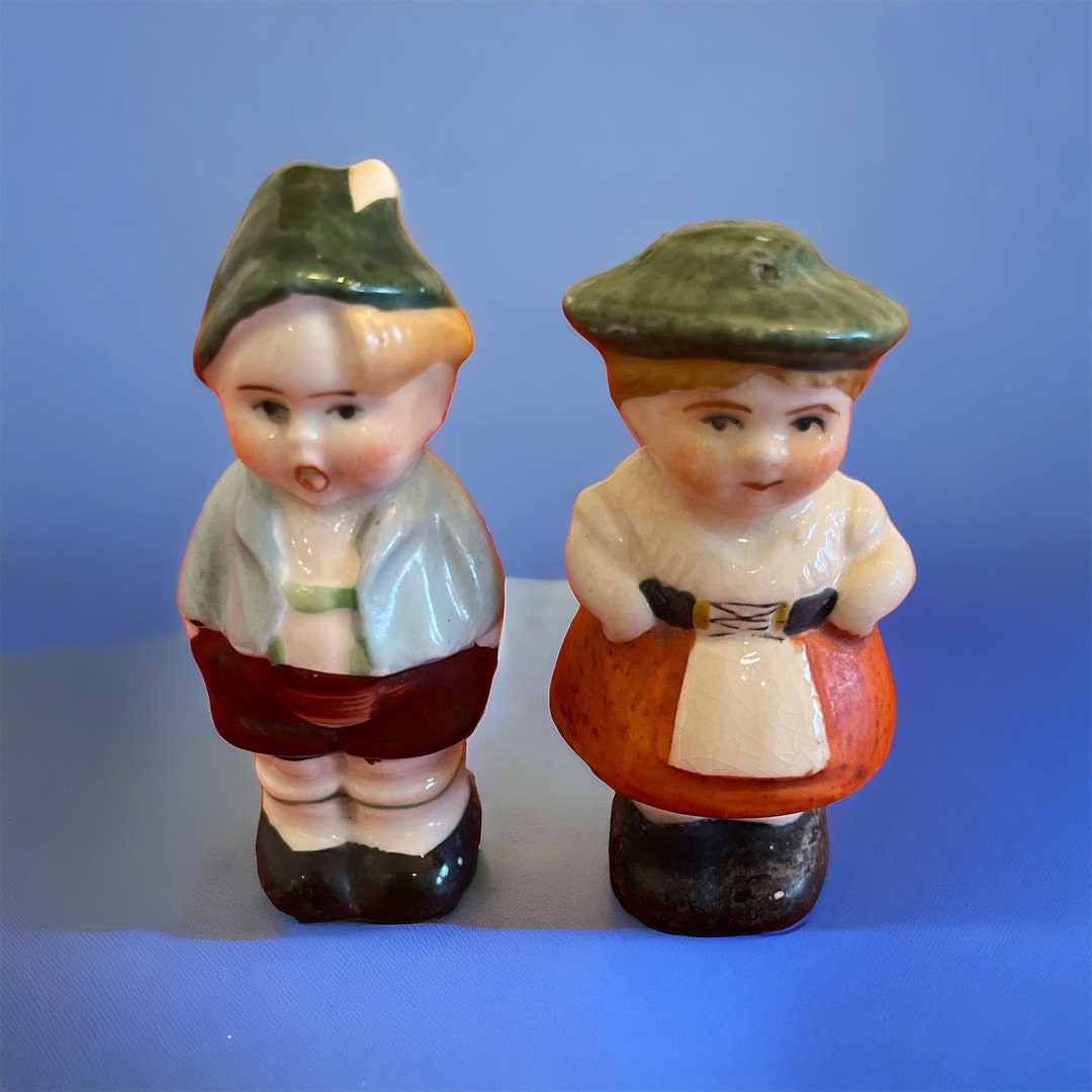 Vintage Hansel and Gretel Boy and Girl Salt and Pepper Shakers Ceramic ...