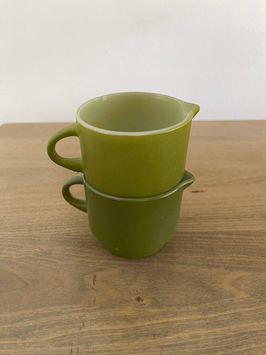 Vtg Anchor Hocking Creamer Green Milk Glass Cream Pitchers Stackable - Etsy