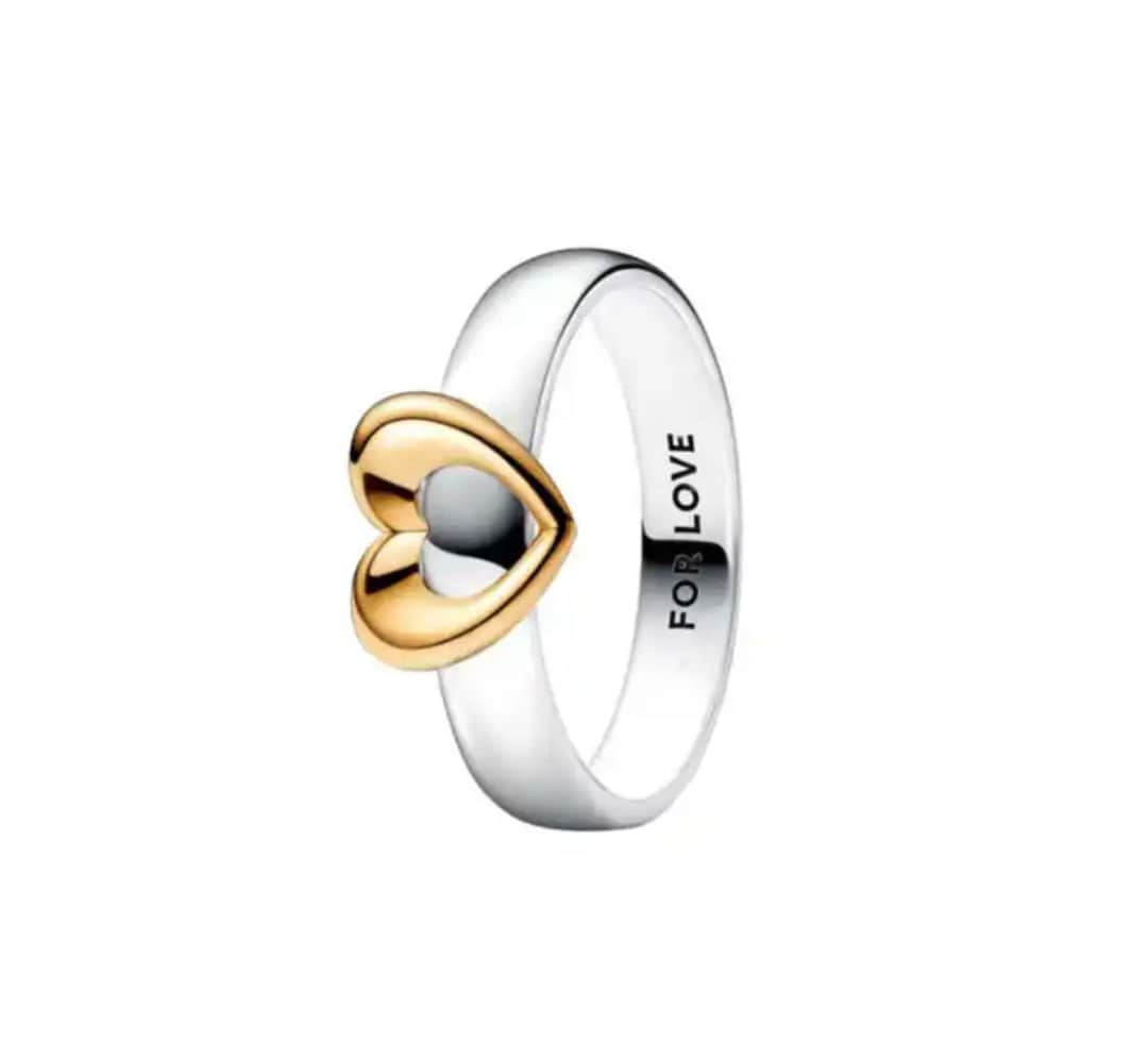 Pandora 925 Radiant Two-tone Sliding Heart Ring, Anniversary Gift, Gift ...