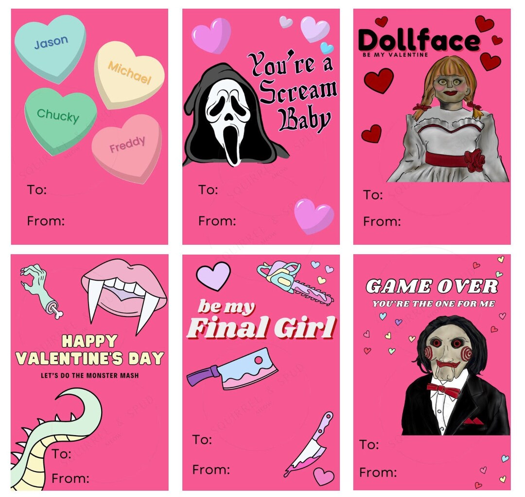 Horror Movie Valentine Downloadable Printable Fun Valentines ...