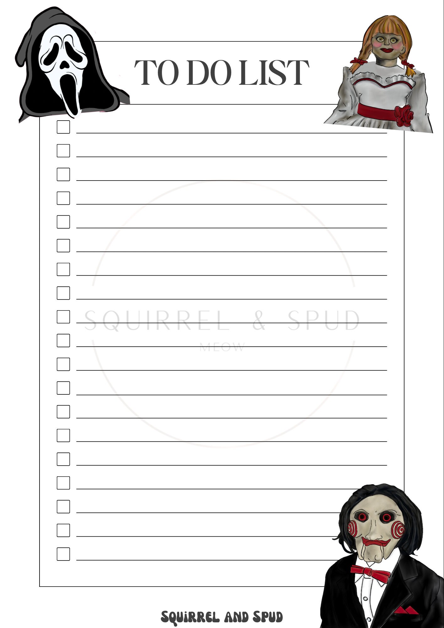 Horror to Do List Digital Download Printable to Do List - Etsy