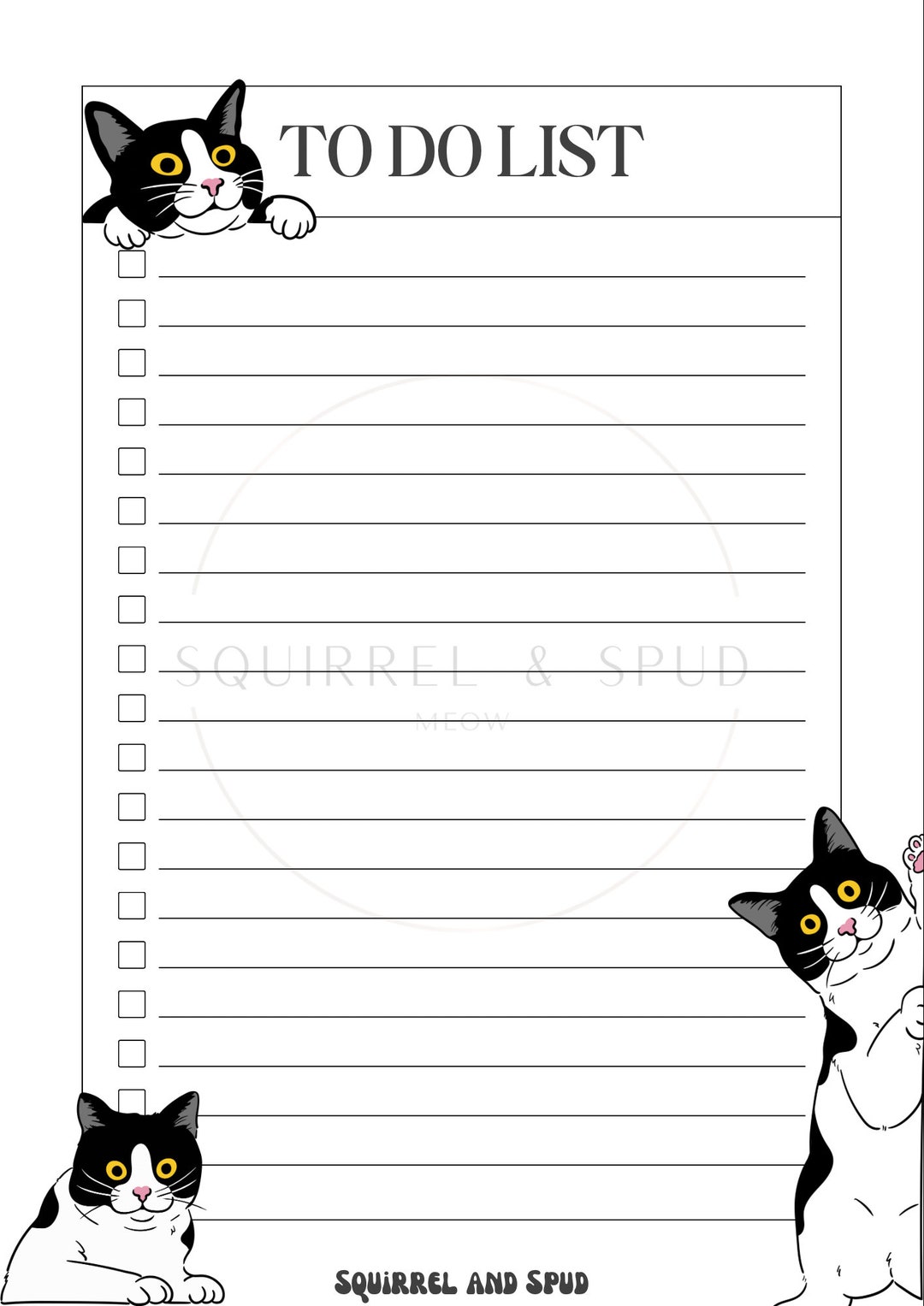 Three Cat to Do List Digital Download Printable to Do List - Etsy
