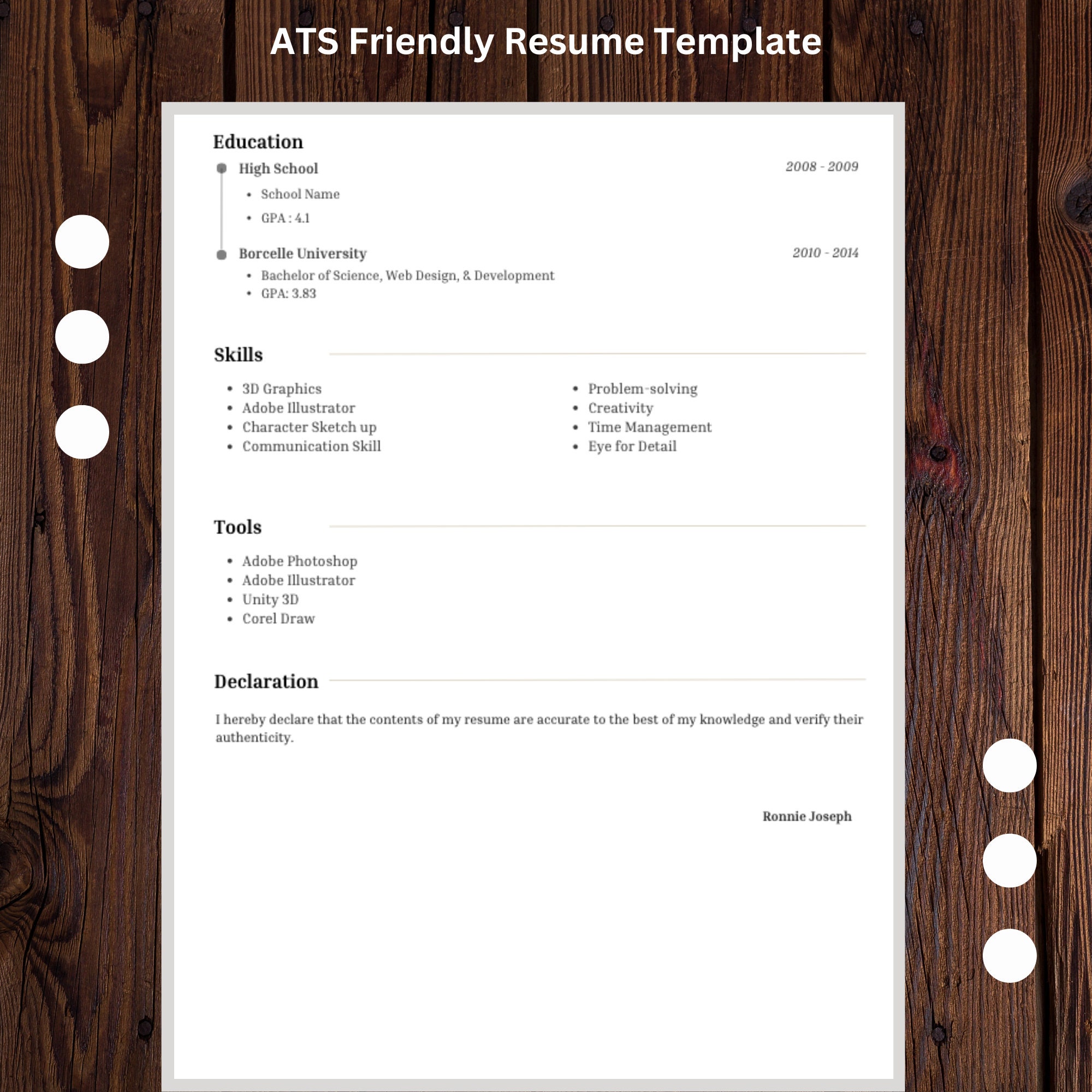 ATS Resume Template Cv ATS Friendly Resume Template ATS - Etsy