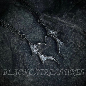 Bat Wing Heart Necklace | Goth Gift, Couple Necklace, Adjustable, Emo ...