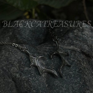 Bat Wing Heart Necklace | Goth Gift, Couple Necklace, Adjustable, Emo ...