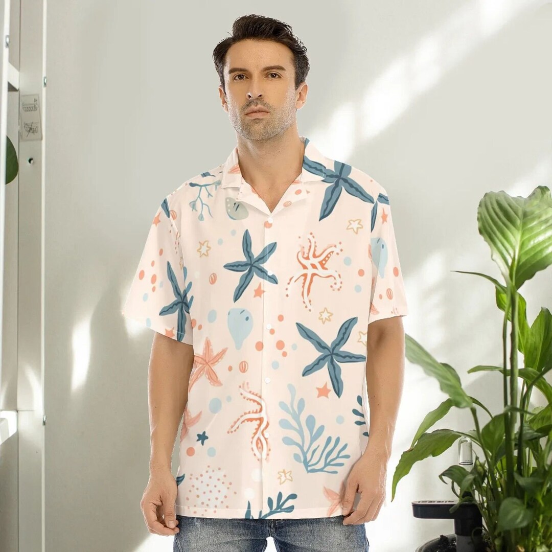 Tropical Amoeba Print Beach Shirt Men's Summer Hawaiian - Etsy