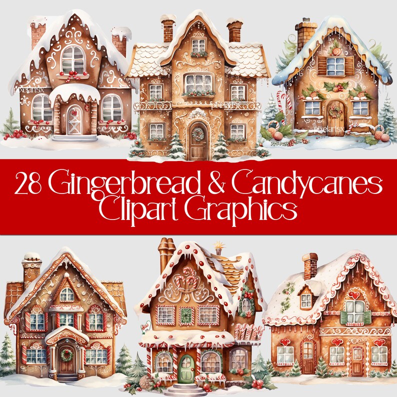 28 Gingerbread & Candycane Clipart HQ PNG Graphics // Christmas Festive ...
