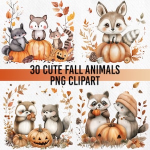 30 HQ Cute Fall Animal Clipart Pngs // Watercolor Clipart Pngs ...
