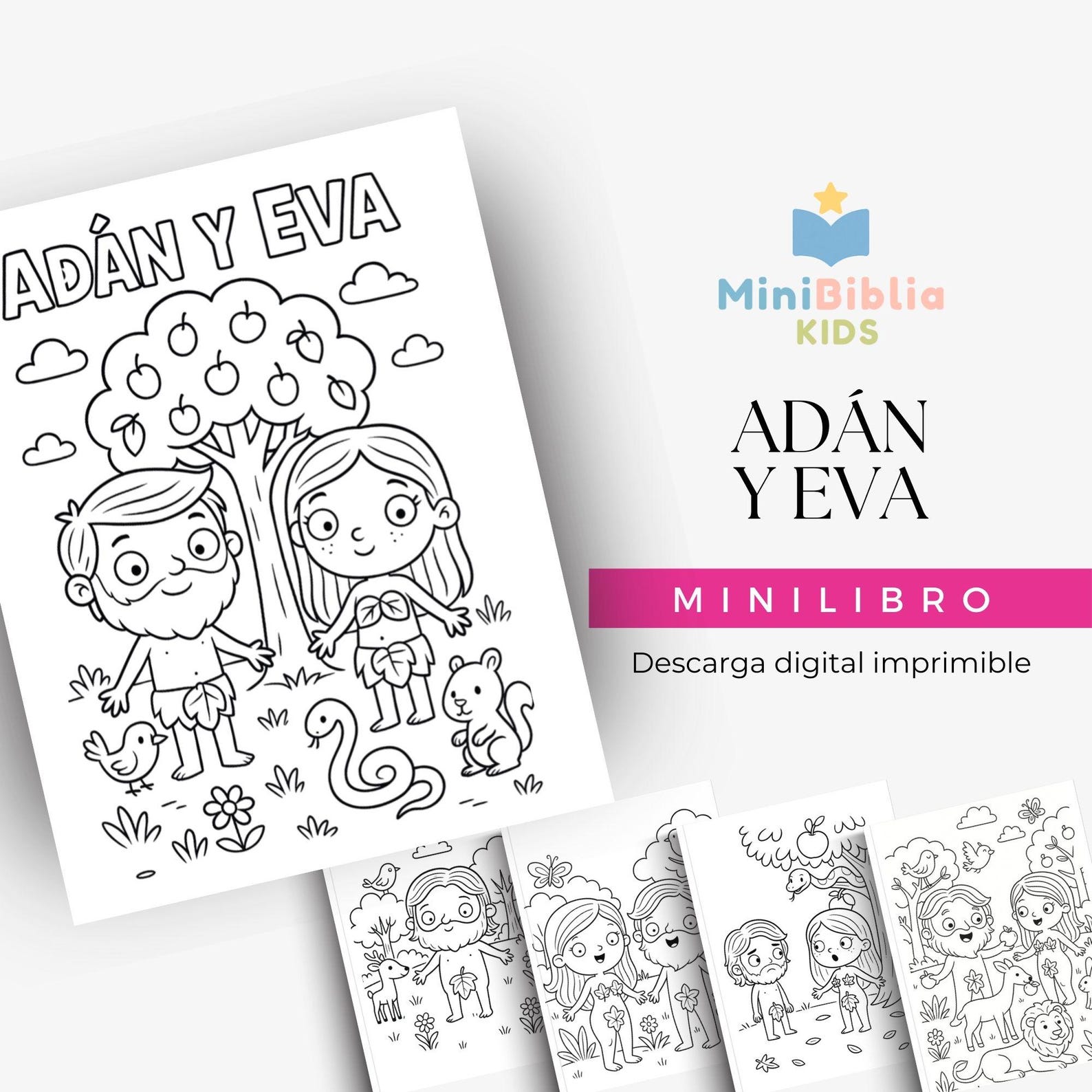 Adam and Eve Printable Mini Book for Kids, Genesis Bible Story to Print ...
