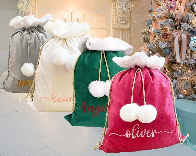 Personalised Red Velvet Santa Sack - Etsy