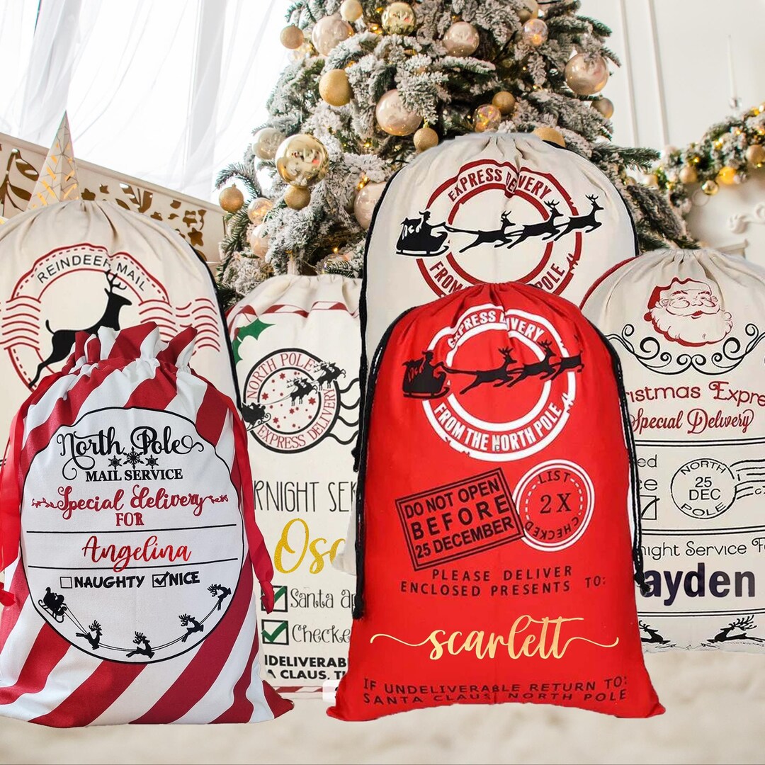 Custom Christmas Santa Sack Bag, Customized Large Christmas Stockings ...